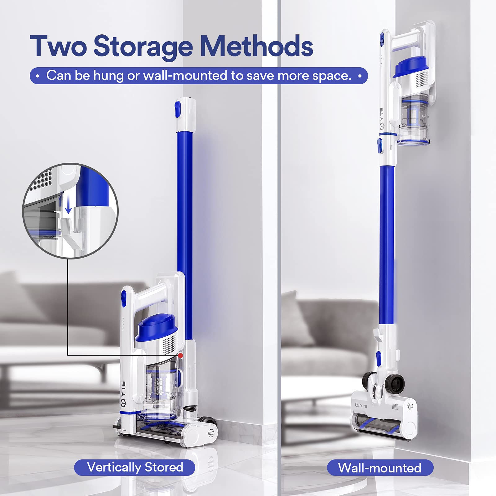 YTE Cordless Stick Vacuum Cleaner, 15KPa Powerful Suction Up to 45 Mins Runtime, 6-in-1 Lightweight Handheld Vaccumm-Cordless with Headlight for Home Hard Floor Carpet Car Pet Hair