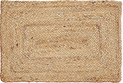 Jaipur Special Hausattire Jute Braided Placemats 13x19 Inches - Natural, Farmhouse Reversible Woven Mats for Kitchen & Dining Table (Set of 4)