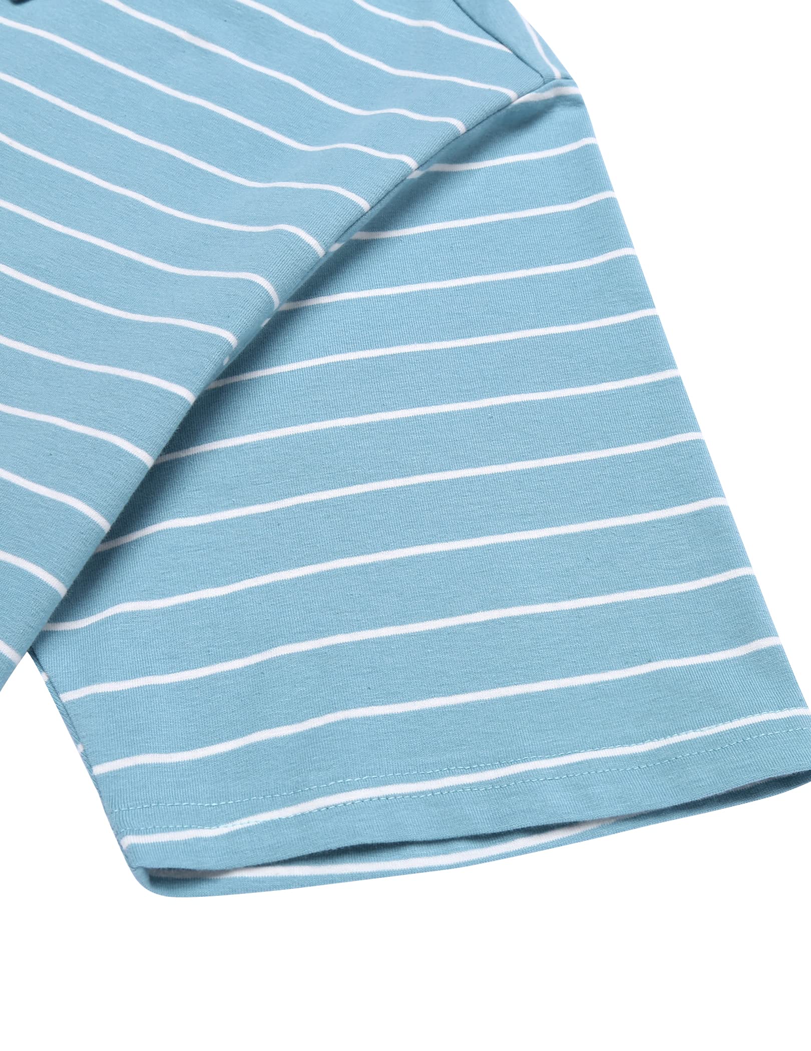 COOFANDY Men's Striped Polo Shirts Lightweight Golf Shirts Performance Polo T-Shirts,Gray Blue,X-Large