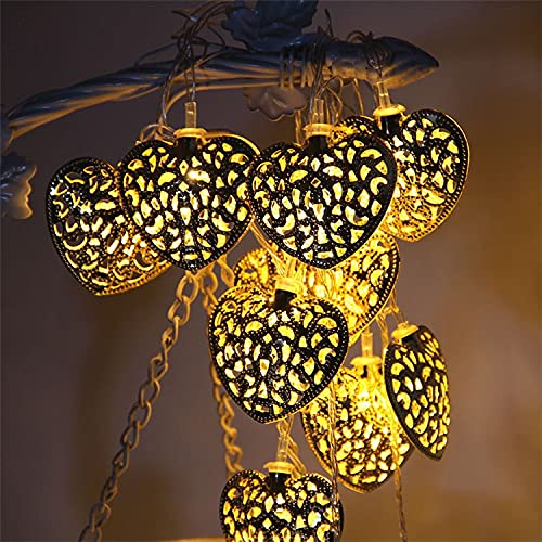 YUEWEIWEI Solar String Outdoor Garden Light Rustproof Silver Heart Shaped LED Light 20 LED Solar Fairy Tale String Light Garden Light Home Decoration