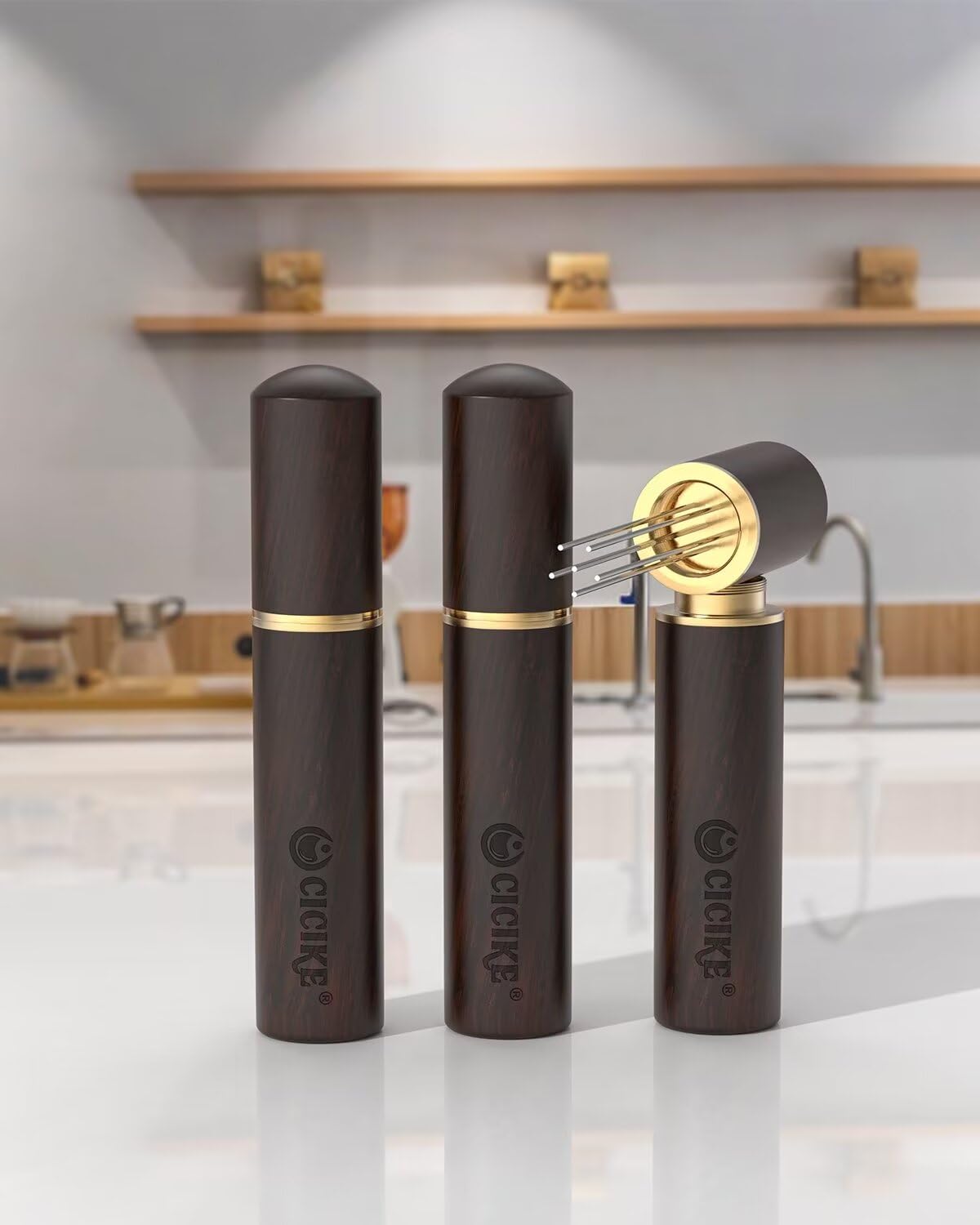 Cicike WDT Tool Espresso, Compact and Portable Lipstick Shape Design, Espresso Distribution Tool, Espresso Stirrer, Nature Wood Handle with Protective Case