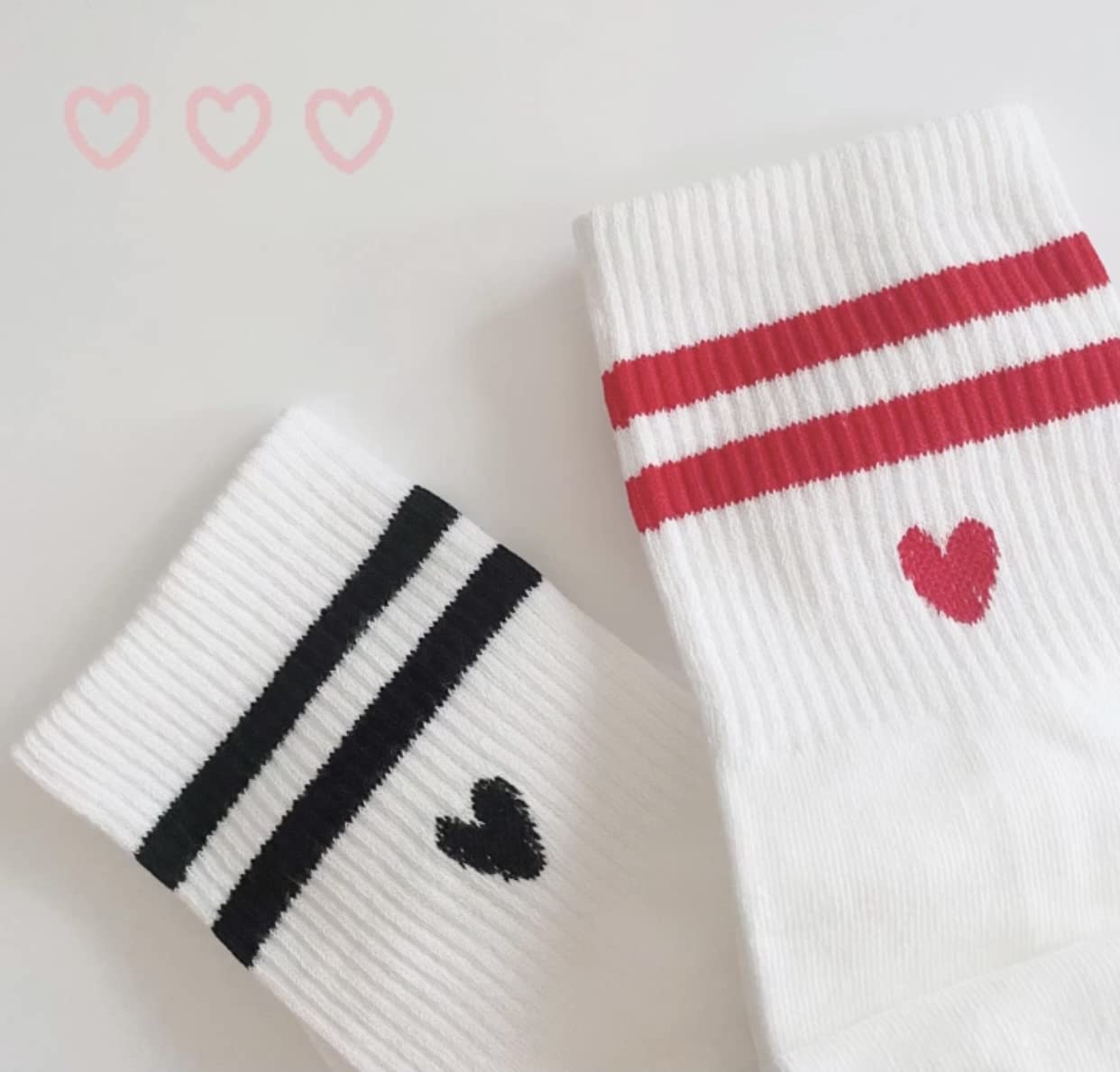 Cute Heart Socks (4 Pack), Comfortable Long Crew Socks, Cotton Socks for Women, Socks for Gift (heart socks)