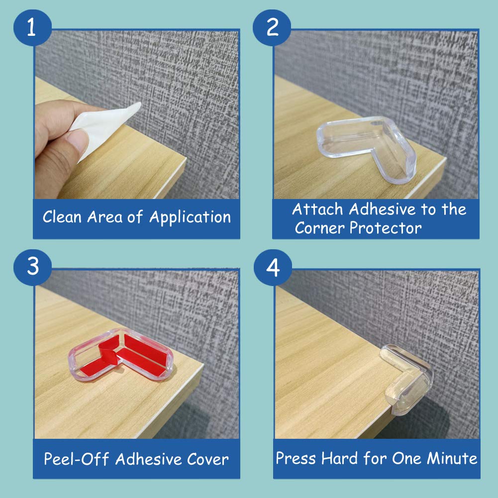 Corner Protector, Baby Proofing Table Corner Guards, Keep Child Safe, 4 Pack L-Shaped, High Resistant Adhesive, Sharp Table Corner Protector