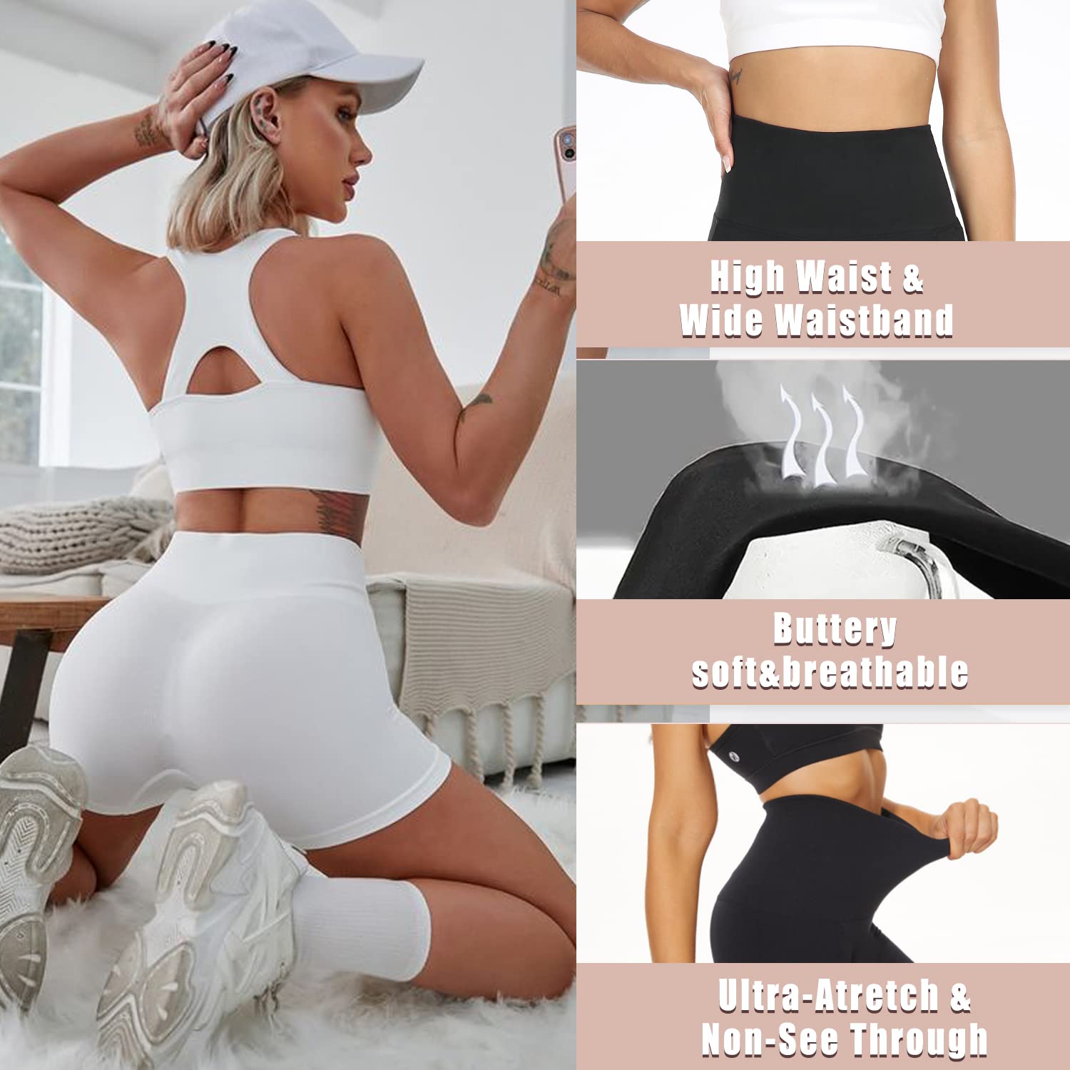 CTHH 3 Pack High Waisted Biker Shorts for Women - 8" Buttery Soft Spandex Workout Yoga Running Athletic Shorts
