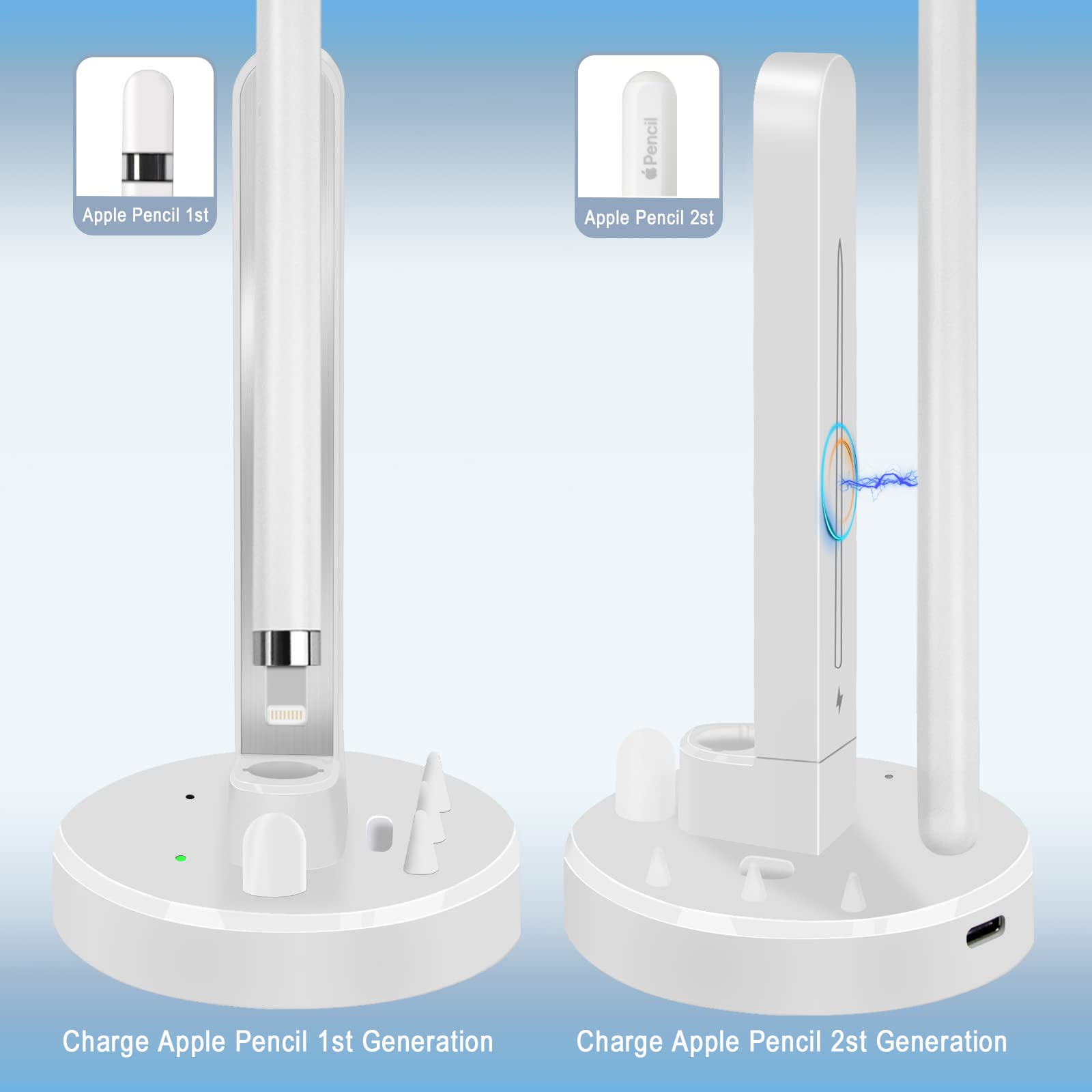 Charging Stand Compatible for Apple Pencil 1st & 2nd Generation,Magnetic Wireless Charging Holder for Apple Pencil , iPad Pen Charging Holder Stand for iPad Pencil 1st & 2nd Gen(White)