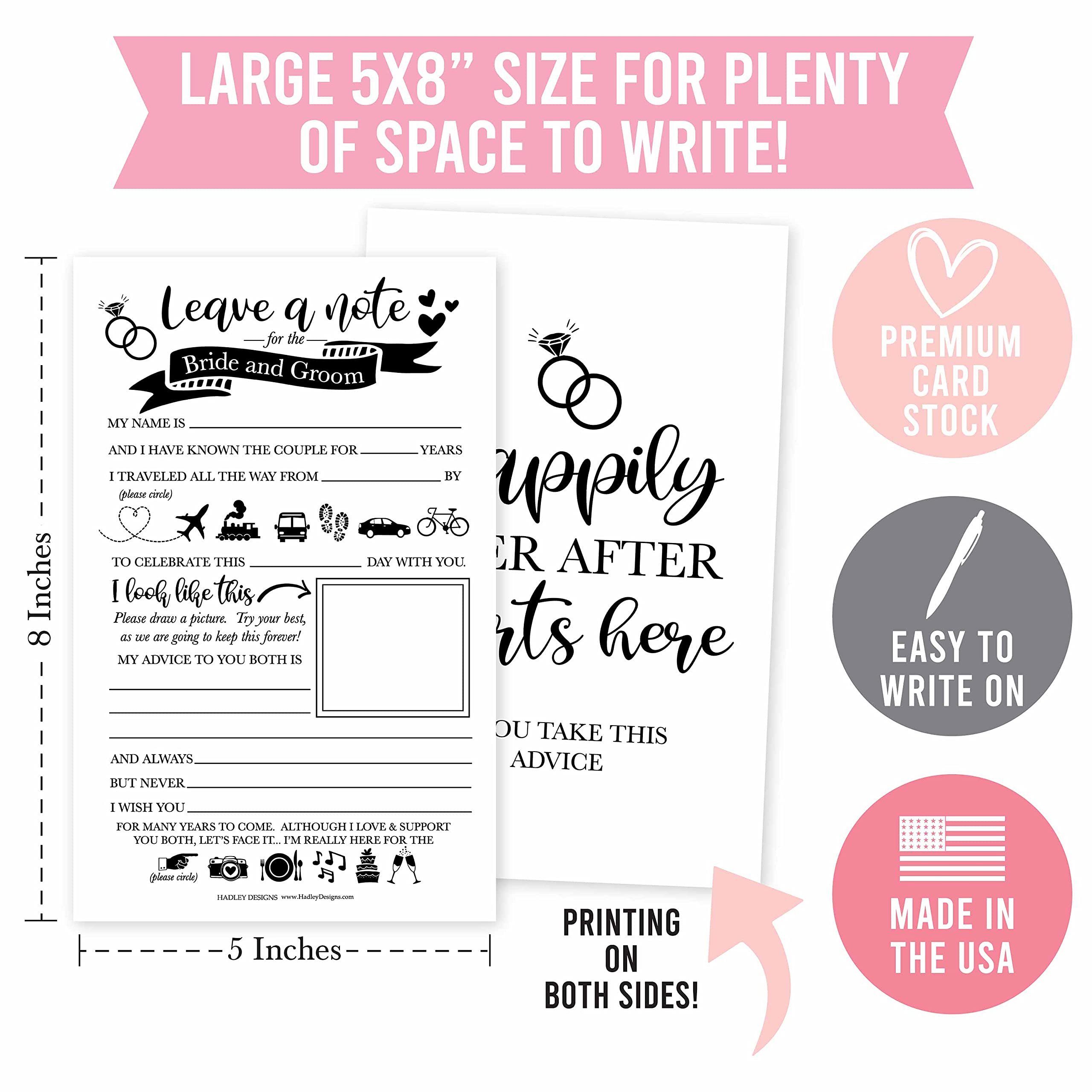 Hadley Designs 25 Wedding Advice Cards for Bride and Groom For Wedding Card Boxes For Reception, Wedding Guest Book Alternative, Bridal Shower Games For Guests, Advice for the Bride Wedding Games