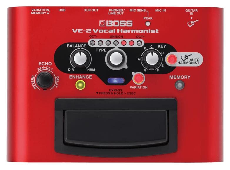 BOSS VE-2 Vocal Echo Pedal for Singing Guitarists | Real-Time Vocal Harmonies and Effects | Create Harmonies with Manual Key Selection | Connect Guitar for Auto Harmony Function | 24 Harmony Types