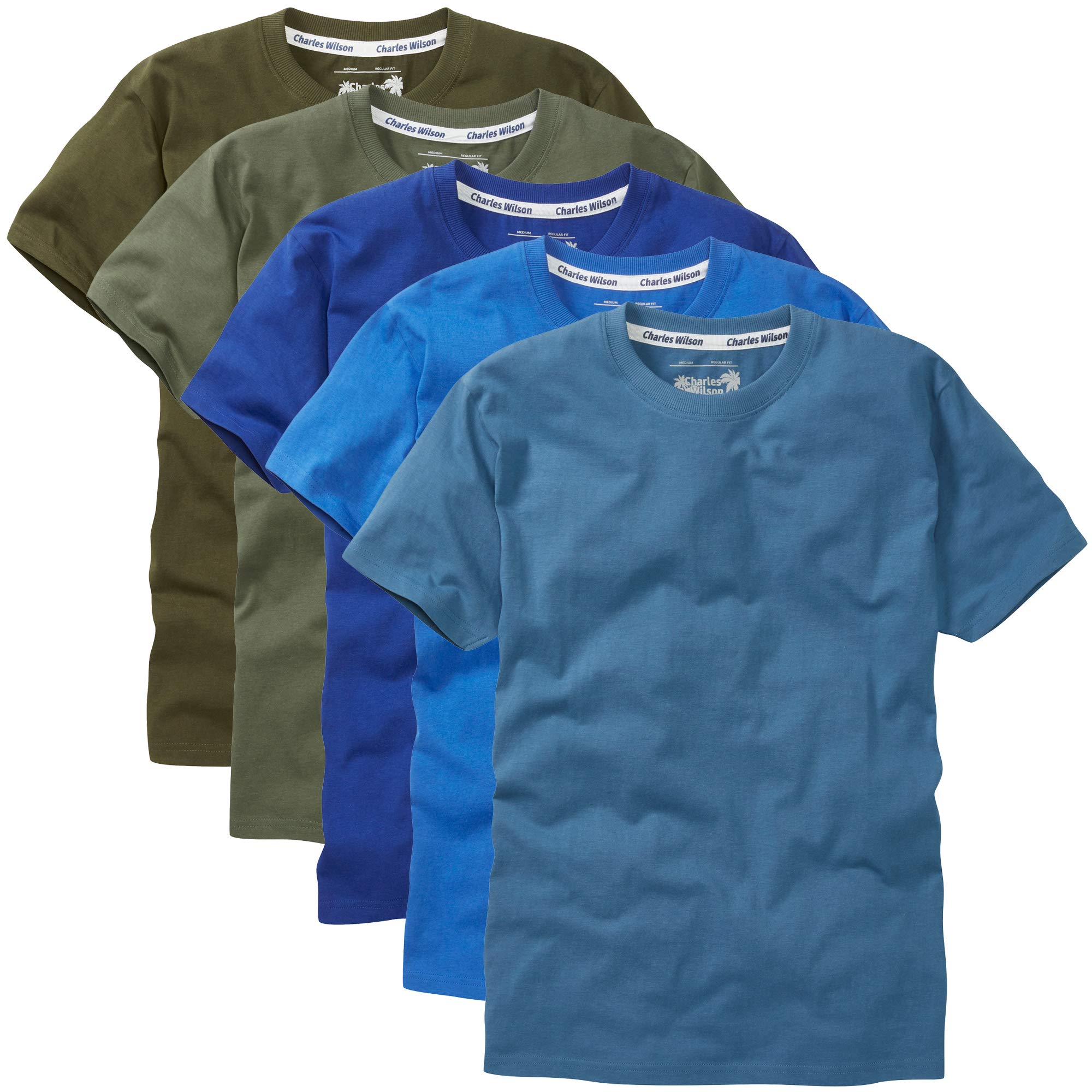 Charles Wilson Men's 5 Pack Midweight Crew Neck T-Shirt (XX-Large, Orange Sunset)