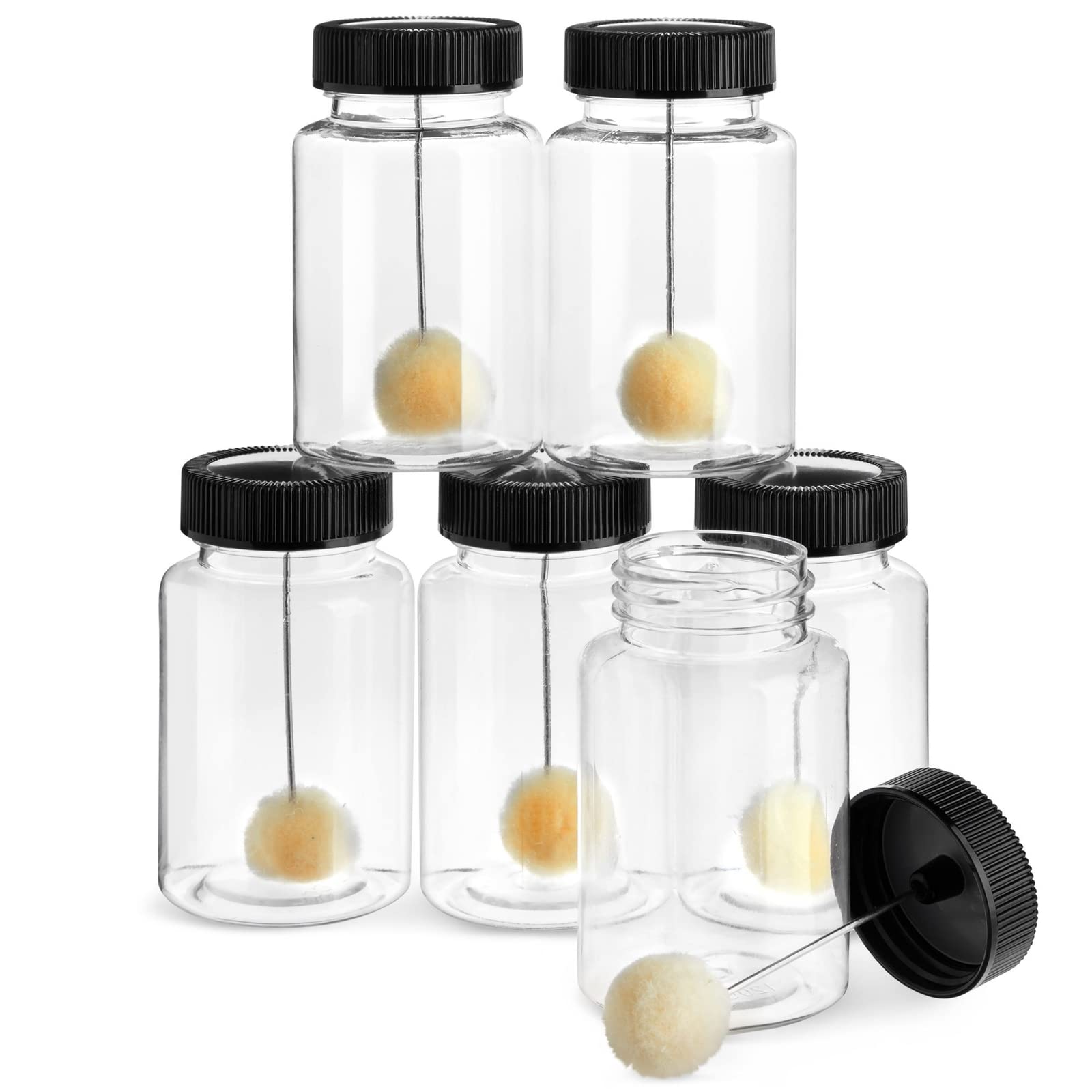 Bright Creations 6-Pack Clear Bottle Wool Daubers with Ball Brush for DIY Projects, Arts and Crafts, Gluing, Leather Dye Tool with Applicator, Plastic Empty Bottle (120 ml Capacity)