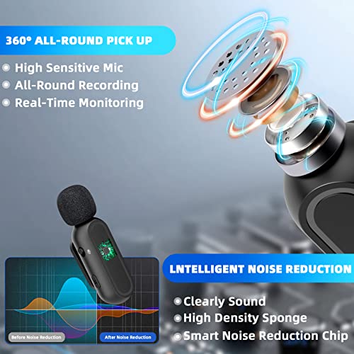 BYbrutek Wireless Lavalier Microphone for iPhone Video Recording Podcast, Lapel Mini Microphones with Portable Charging Case