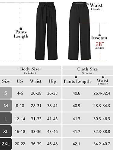 Heymoments Women's Wide Leg Lounge Pants with Pockets Blue Gray Medium Lightweight High Waisted Adjustable Tie Knot Loose Comfy Casual Trousers
