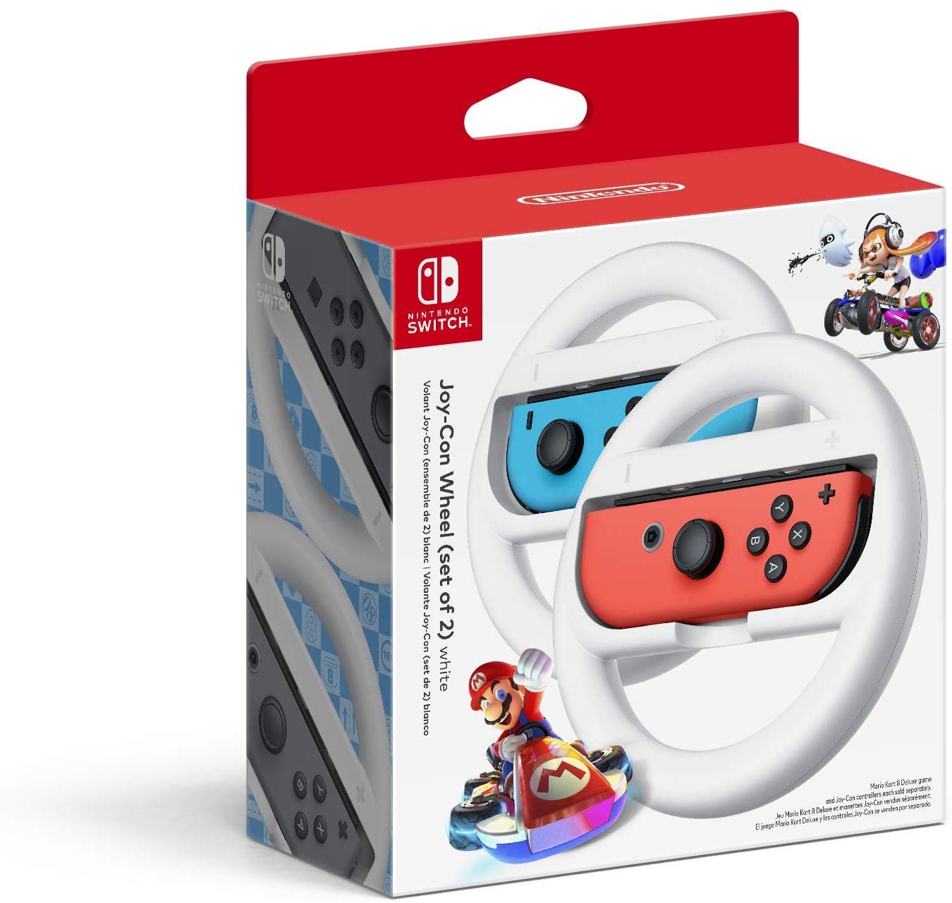 Nintendo Switch Bundle: 32GB Console Red and Blue Joy-Con, Nintendo Switch Wheel (set of 2), Super Mario Odyssey Video Game and Deluxe Travel Case (Renewed)