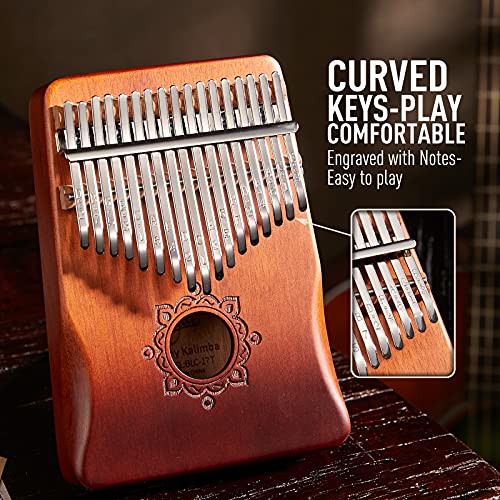 Byla Kalimba 17 Solid Wood Mahogany Portable Thumb piano Finger piano Gradient Brown Mbira Calimba Marimba Musical Instruments for Adults and Beginners