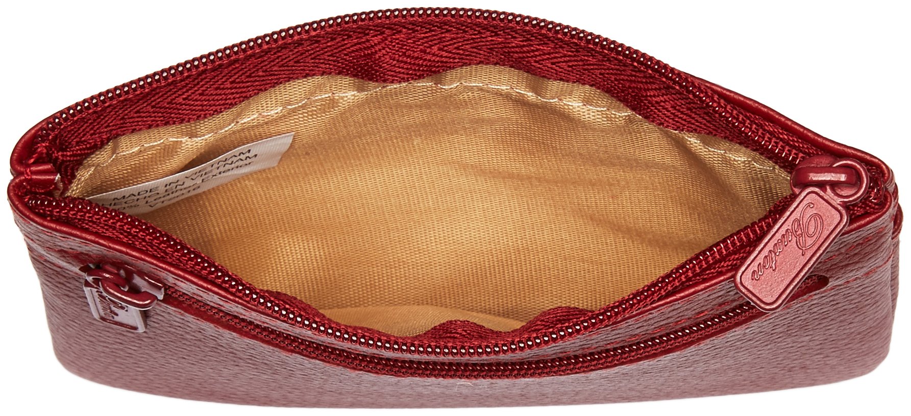Buxton Large Leather ID Coin/Card Case Wallet, Rfid Blocking, Dark Red, One Size