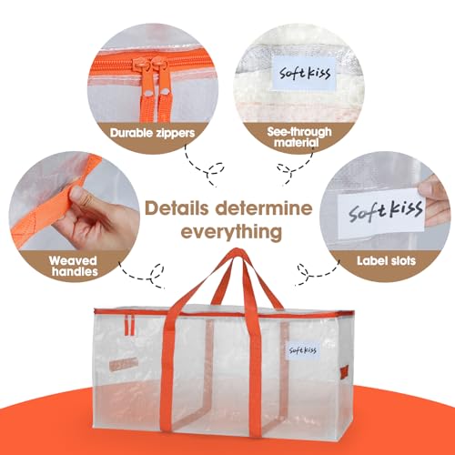 Clear Moving Bags - 9 pack Extra Large Heavy Duty Waterproof Clear Storage Bags,Backpack Straps for Packing or Travel,Oversized Foldable Moving Totes for Clothes,Alternative To Moving Box