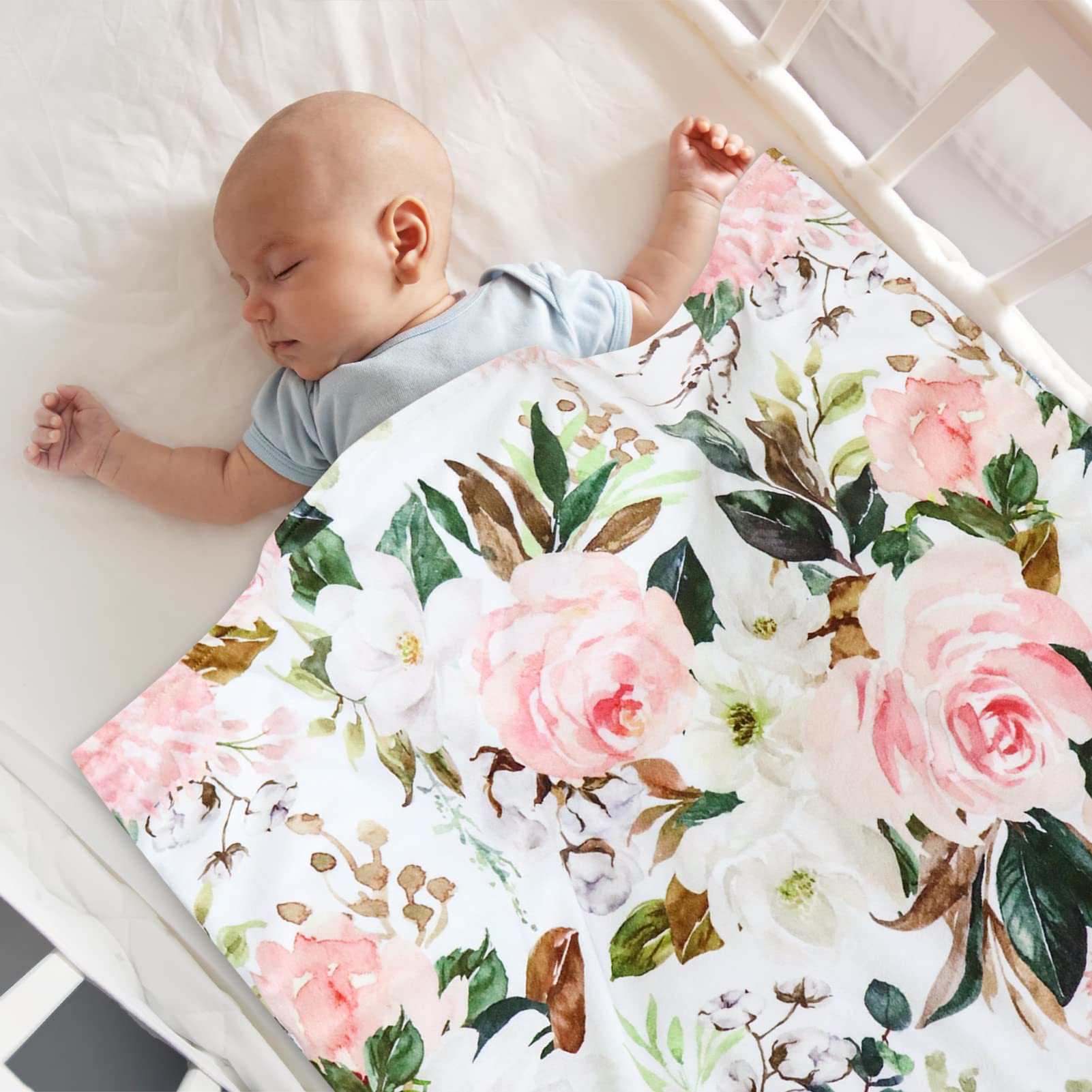 Changing Pad Cover & Baby Blanket, Pink Flower