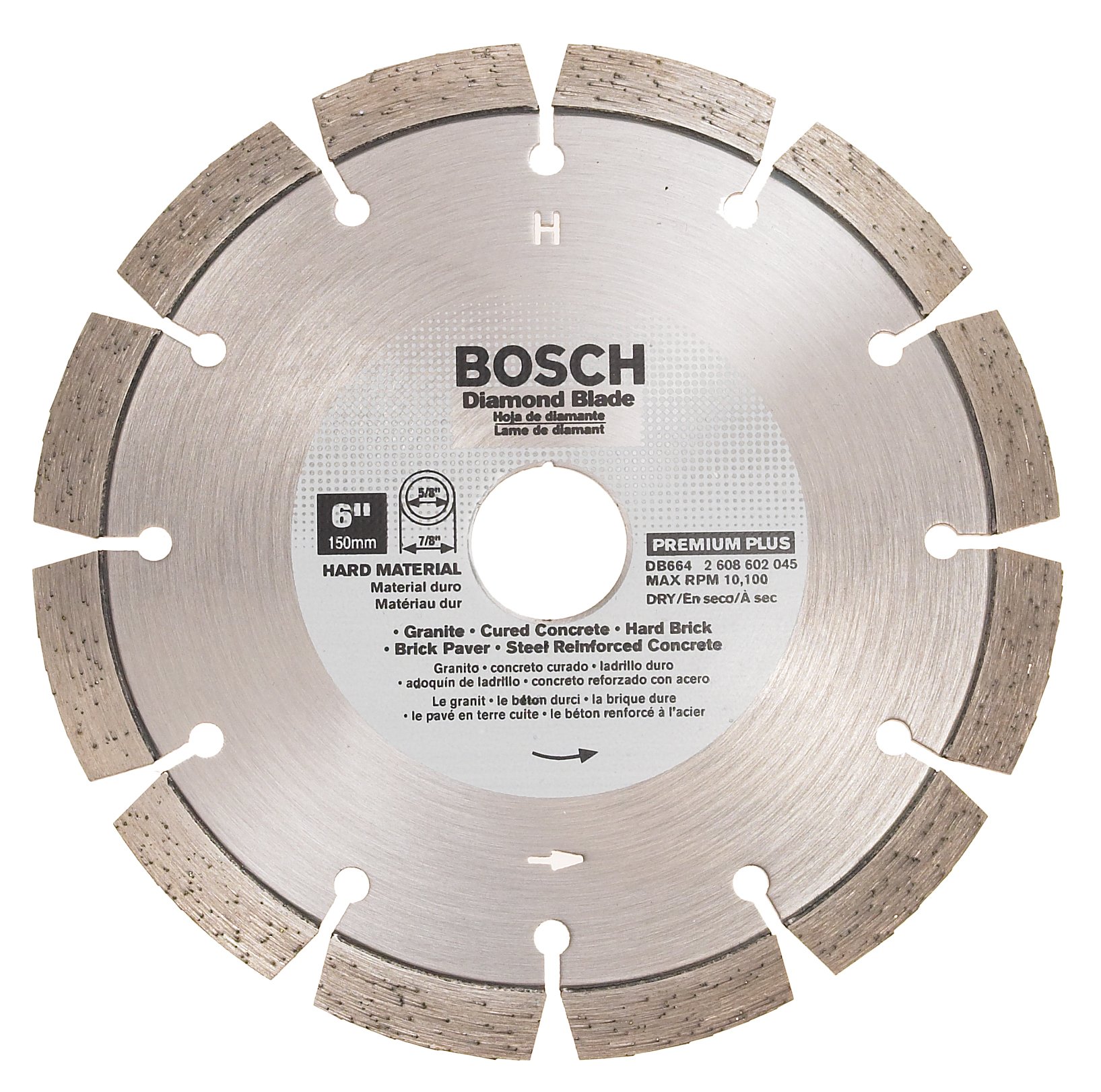 Bosch DB664 Premium Plus 6-Inch Dry Cutting Segmented Diamond Saw Blade with 7/8-Inch Arbor for Granite