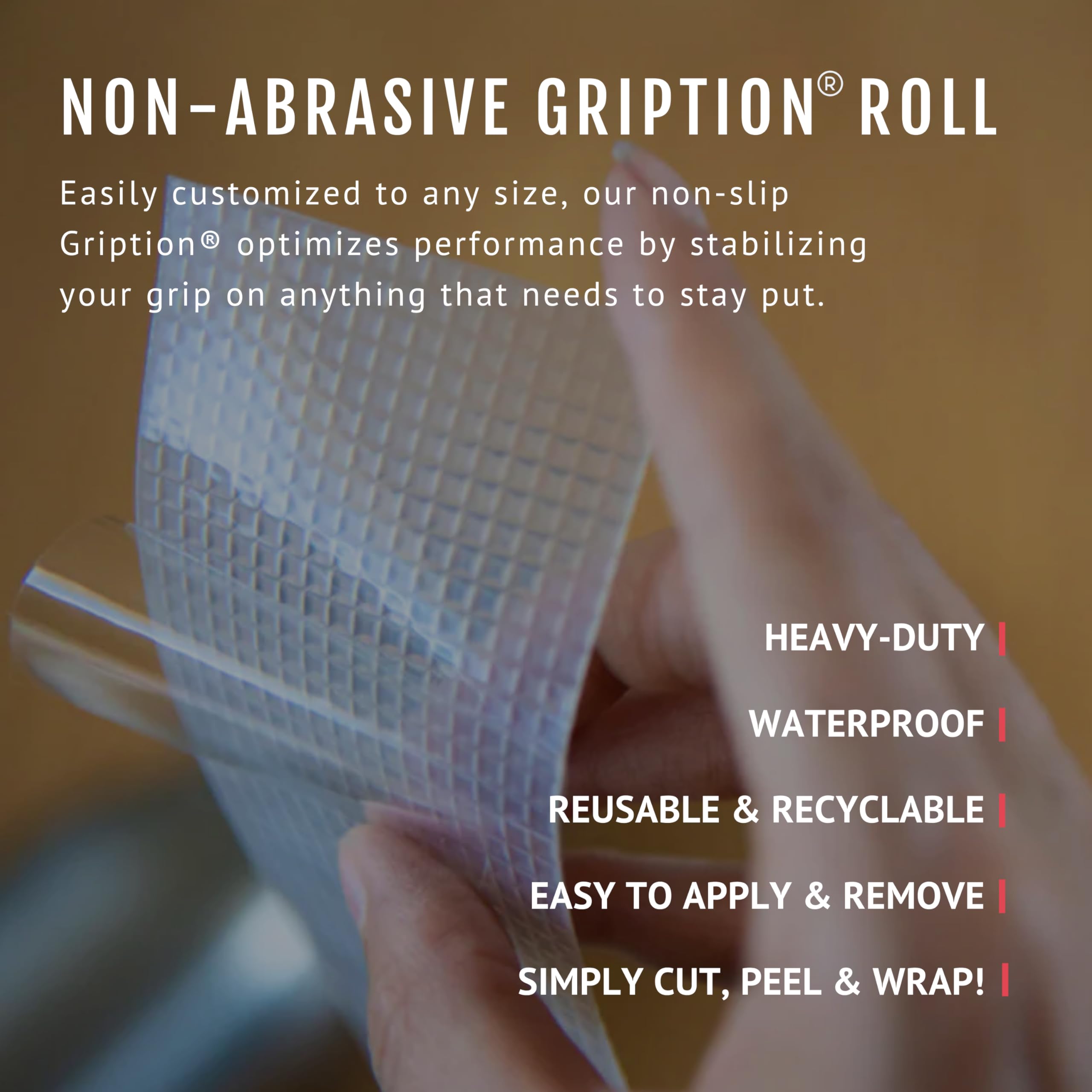 CATTONGUE GRIPS Non-Abrasive Anti Slip Grip Tape β 2β Thick Heavy Duty Tape for Indoor & Outdoor, Customizable, Waterproof, & Durable Anti-Slip Tape (Clear, 20ft)