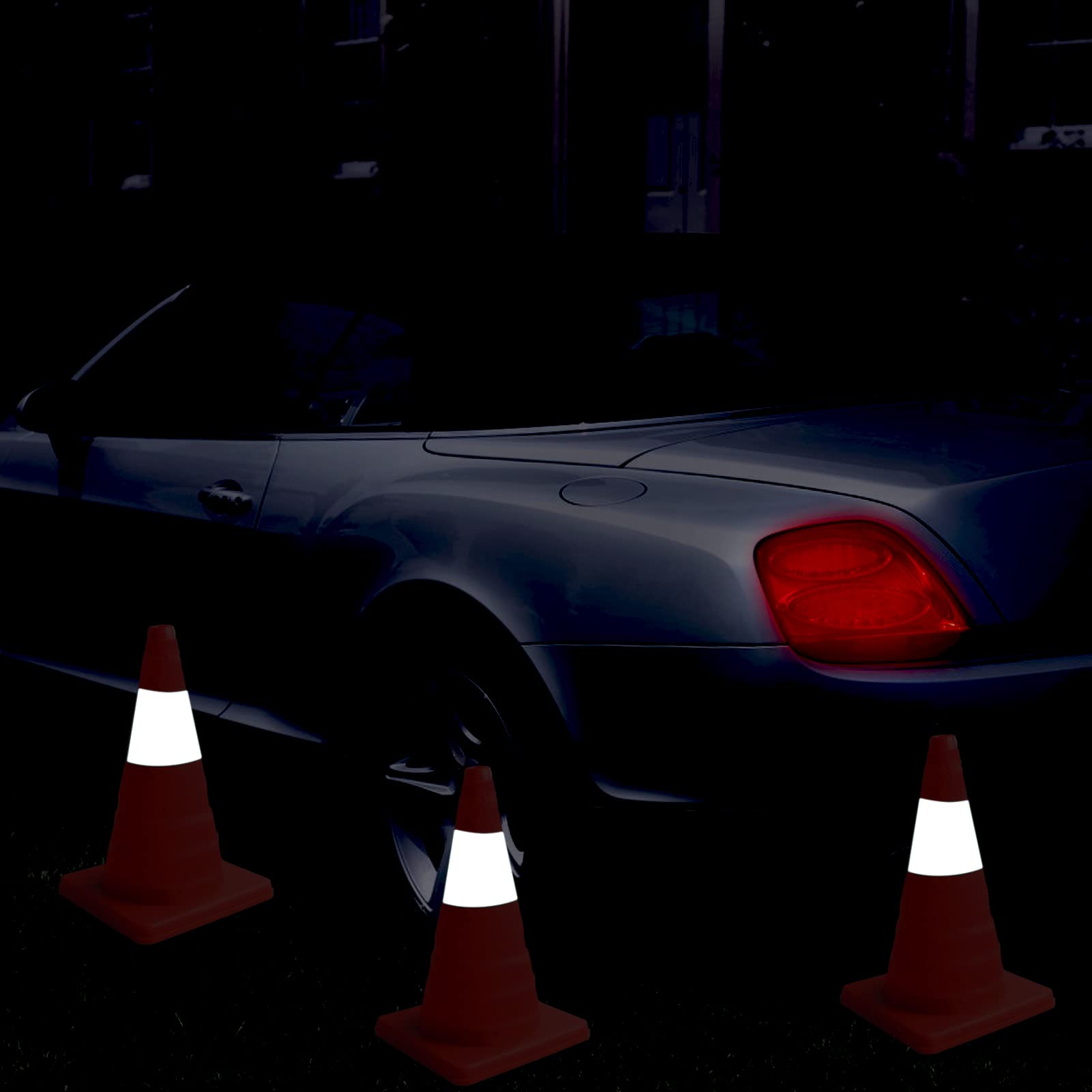 EDAUS 5 Pack Collapsible Traffic Cones, 18 Inch Orange Safety Road Parking Cones, Pop up Construction Cones with Reflective Strips and Stable Base, Perfect for Driving Training & Remind People