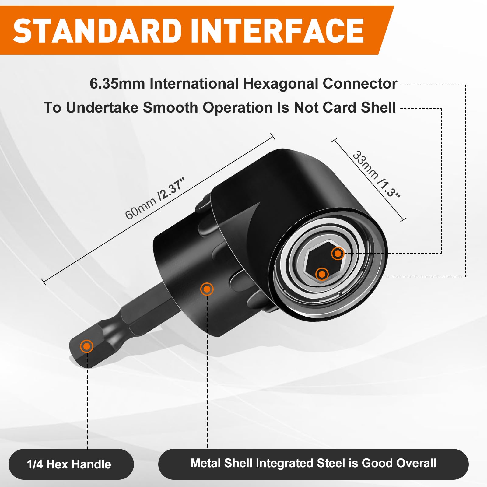 Flexible Drill Bit Extension Set,105° Right Angle Drill Attachment,1/4 3/8 1/2" Hex Shank Impact Driver Socket Adapter Rotatable Socket,Bendable Drill Bit Extension and Screwdriver Bit Kit