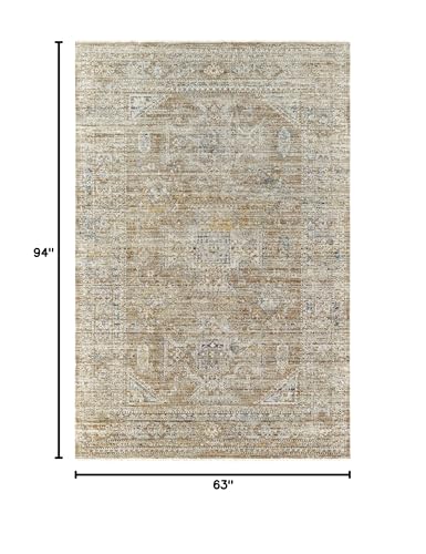 Livabliss x Becki Owens Margaret Traditional Washable Outdoor Area Rug, 5'3" x 7'10", Taupe/Brown