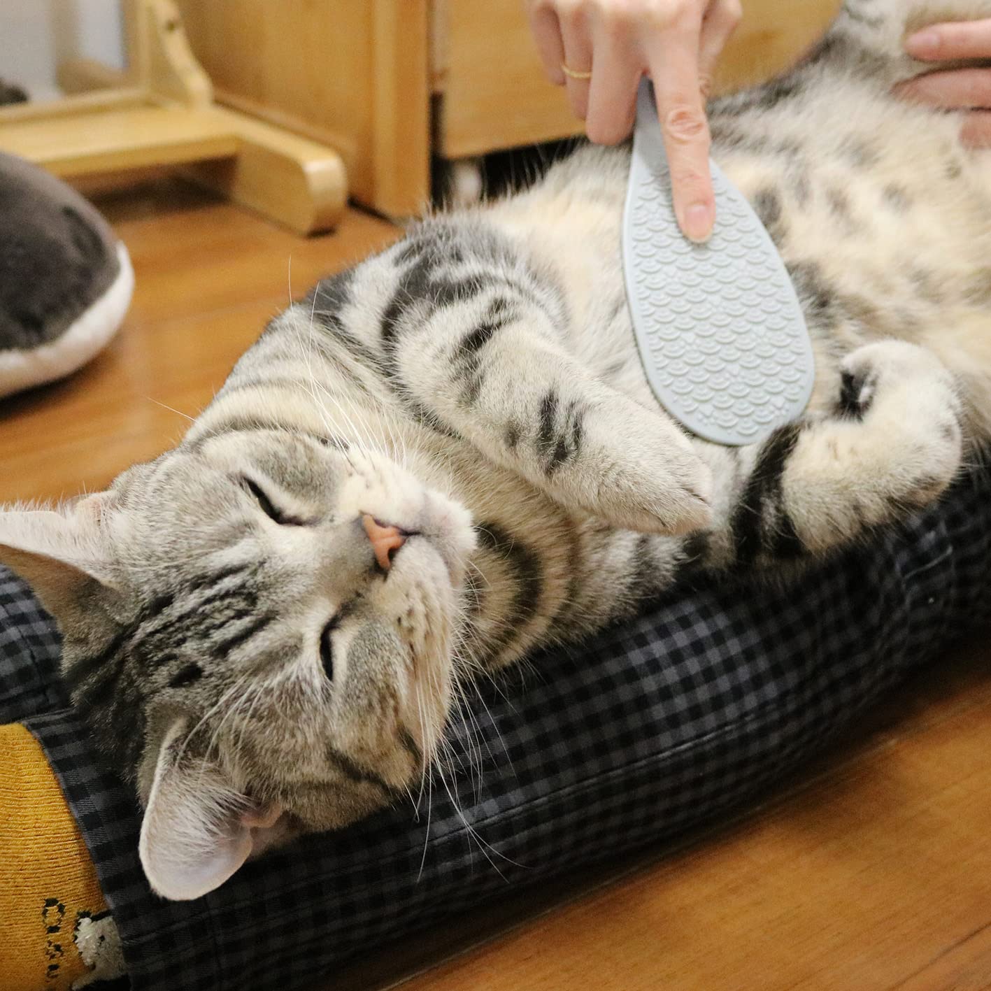 CATTYMAN Rice Paddle-Shaped Cat Grooming Brush, Cat Tongue Brush and Cat Massager Simulating Cat's Tongue Made in Japan