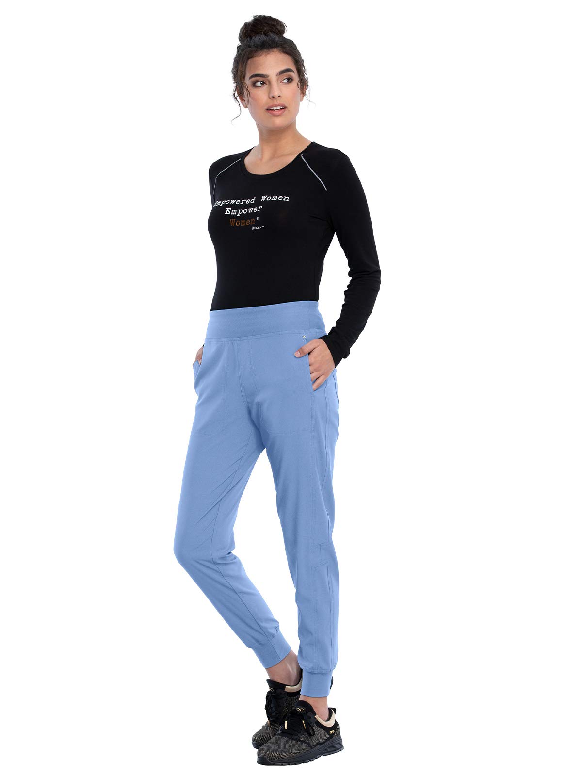 Cherokee iFlex Women's Mid Rise Jogger Scrub Pant, CKK071, Ciel Blue, S