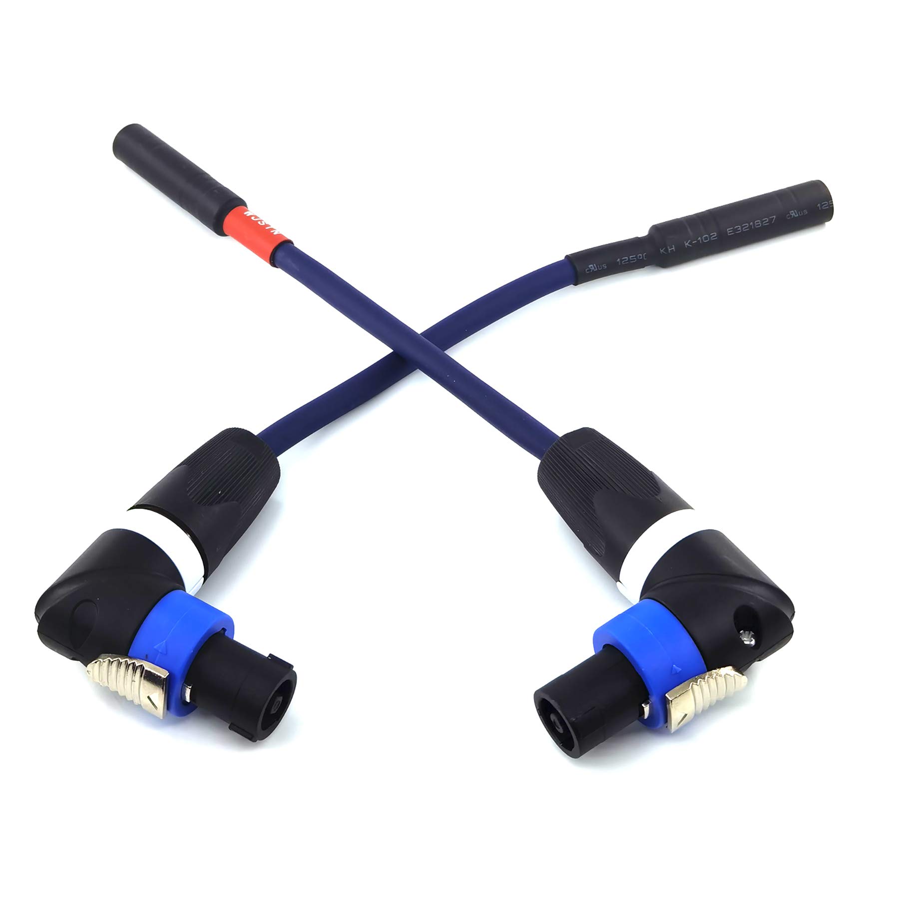 WJSTN-19 1/4 TS Female to Right Angle Speakon Speaker Audio Cable Right Angle Speakon To6.35 mm(Female) Mono Jack Adapter,1/4" to Twist Lock Right Angle Speak-on Cord -2 Pack (6IN)