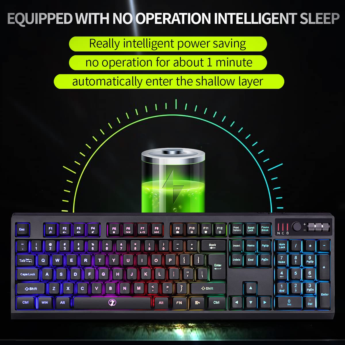 ZJFKSDYX C104 Wireless Gaming Keyboard and Mouse Combo - RGB Backlit, Mechanical Feel, Anti-ghosting, Rechargeable Battery, 7D 3200DPI Mice for Gamers
