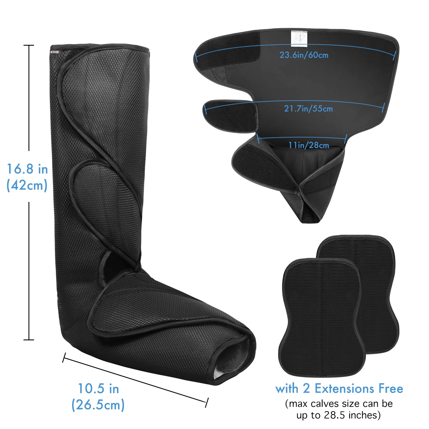 CINCOM Leg Massager for Circulation and Pain Relief, Air Compression Foot and Calf Massager Helpful for Relaxation, Swelling and Edema Gifts for Mom and Dad (with 2 Extensions) - FSA HSA Eligible