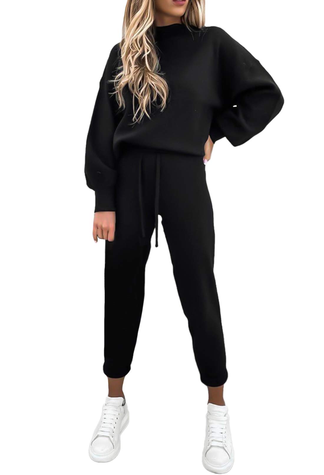 Cutiefox Womens Matching Sweatshirt Jogger Pants Sweatsuit 2 Piece Tracksuits Loungewear Colorblock L