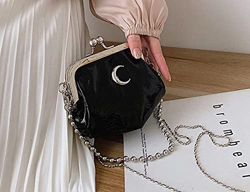 Nite closet Cute Gothic Purse Crossbody Moon Lolita PU Shoulder Bag (Black)