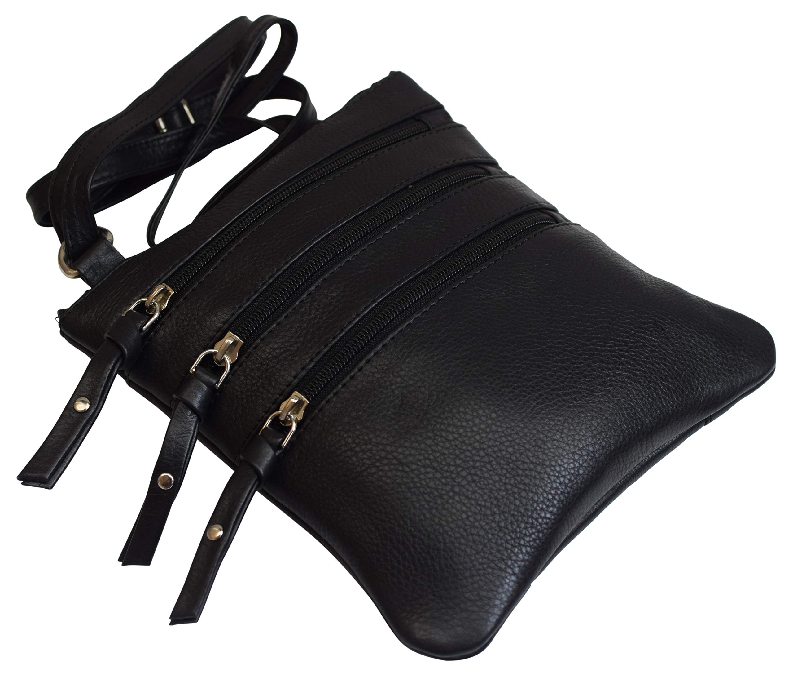 Women's Purse Crossbody Handbag Premium Genuine Leather Shoulder Bag Luxury Gift for Ladies (Black)