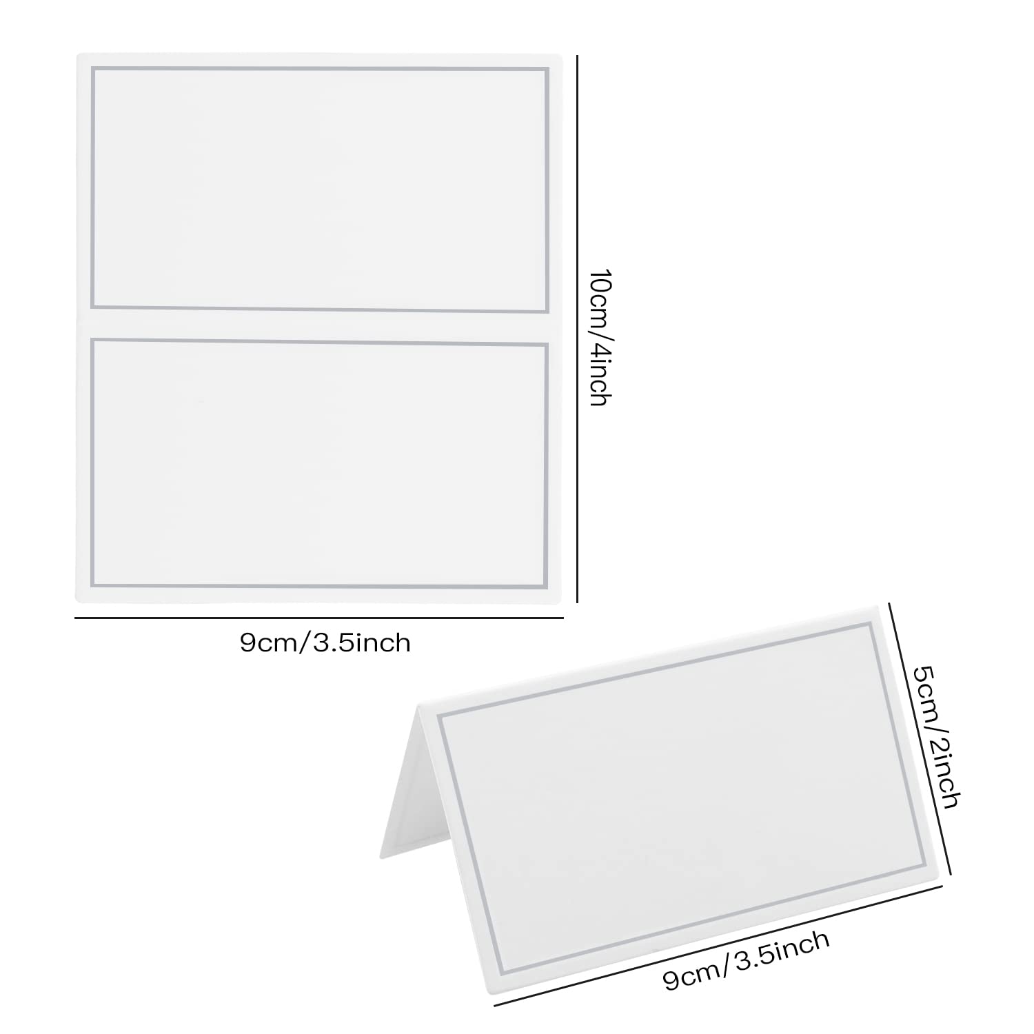 Place Cards,150 Pieces Small Table Cards with Gold Foil Border, Escort Cards, Name Cards, Wedding Place Cards for Wedding, Table, Dinner Parties, Seating Cards, 2" x 3.5" (White Silver)