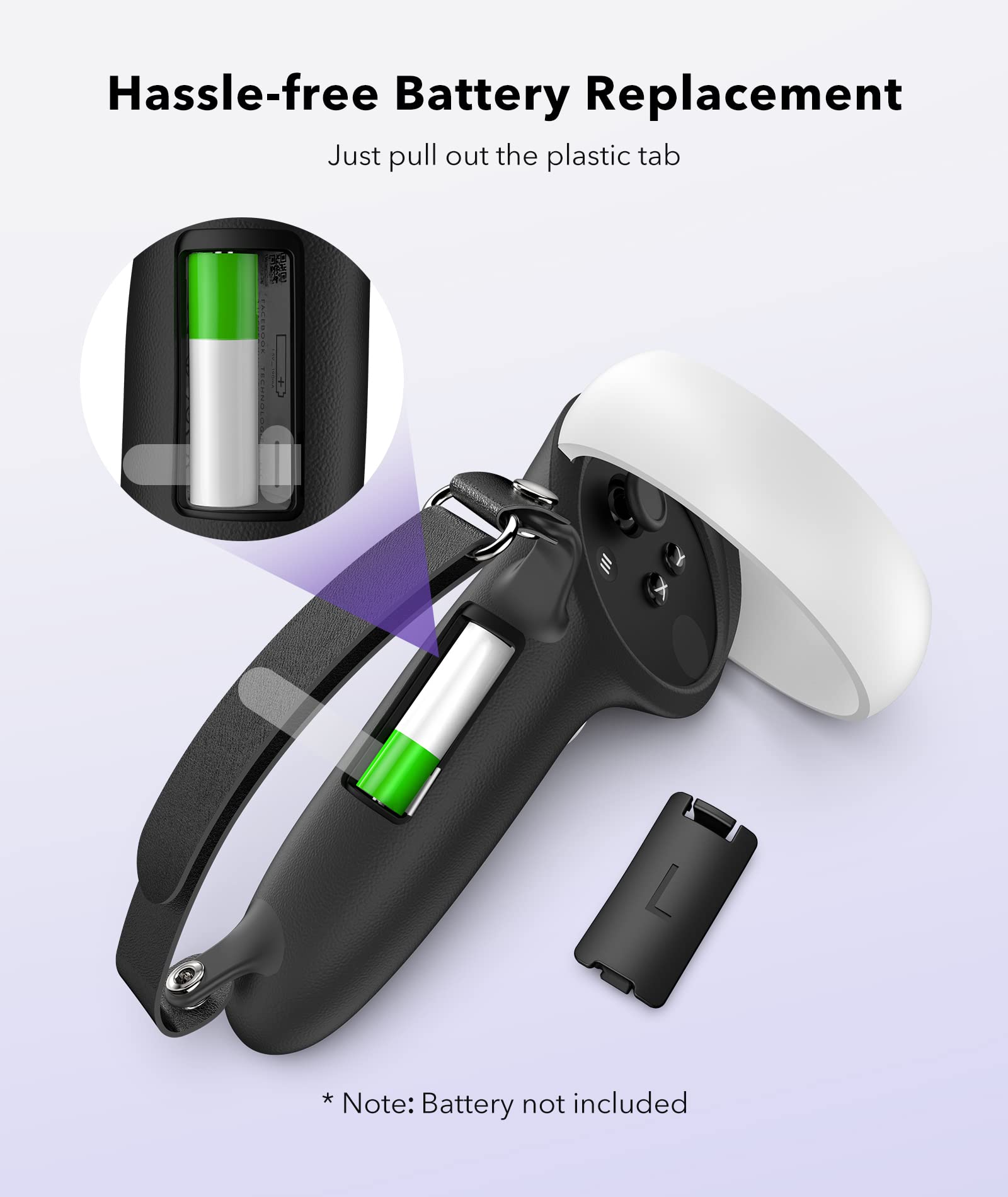 Elite Head Strap with 6000 mAh Battery Pack and Extended 1.65 Inches of Controller Grip for Oculus Quest 2