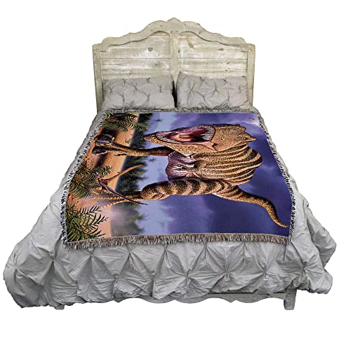 Pure Country Weavers Rex Brown Blanket by Jerry LoFaro - Dinasour Prehistoric Gift Tapestry Throw Woven from Cotton - Made in The USA (72x54)