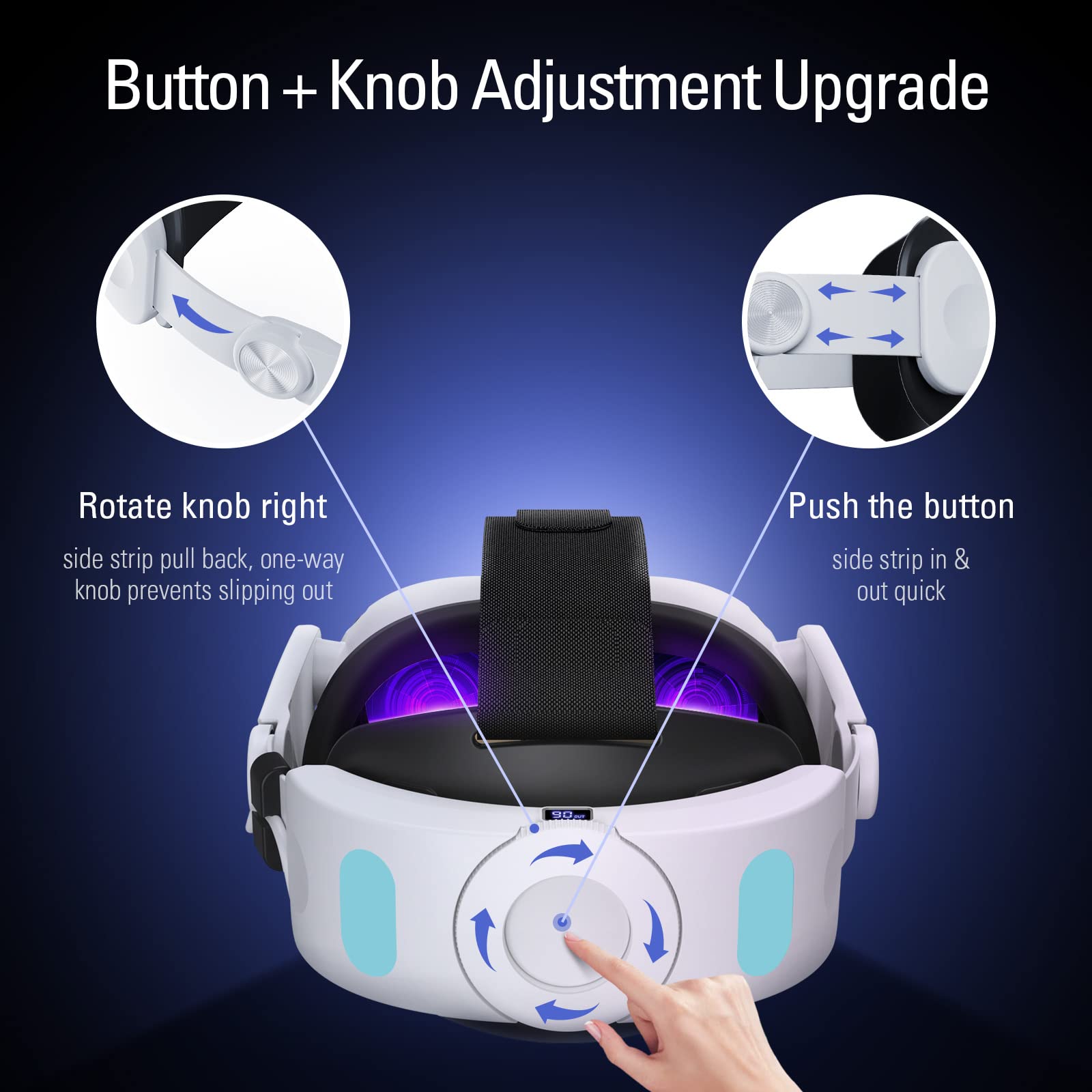 Elite Strap with Battery for Oculus Quest 2, 6000mAh Battery Pack for 6 Hrs Playtime, Fast Charging VR Power, Lightweight Replacement Elite Strap Accessories Balance VR