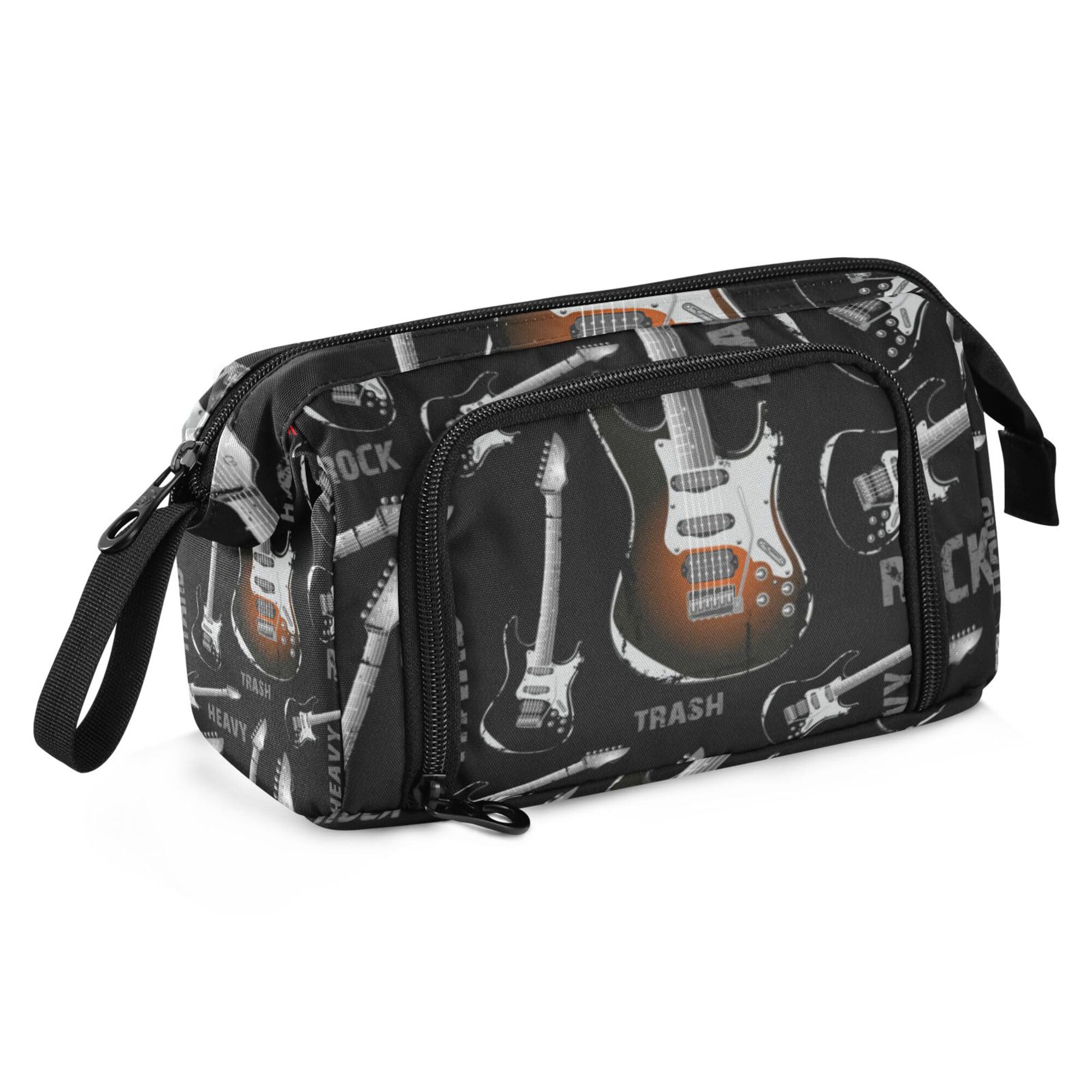 Fisyme Music Rock Pencil Case Large Capacity Pencil Pouch Pen Bag Box Big Makeup Pencil Case Organizer
