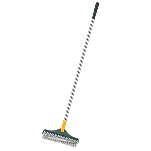 Floor Brush Scrubber Plastic Easy to Use Practical Double Sided for Bathroom Tile Floors Garage (Yellow Green)