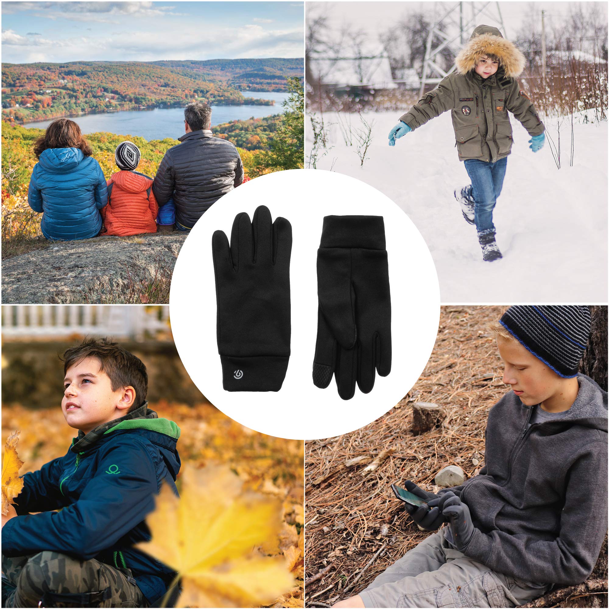 C9 Champion Kids' Machine Washable Lightweight Gloves, Touch Screen Friendly, Grey, Boys' 4/7