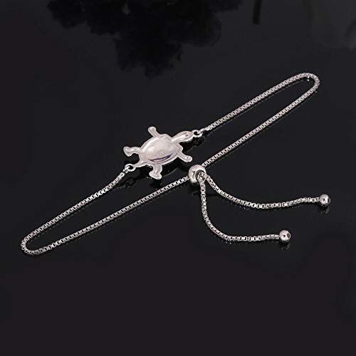 CiNily Sea Turtle Bracelet 18K White Gold Plated White Fire Opal Adjustable Bracelet for Women Jewelry Gift
