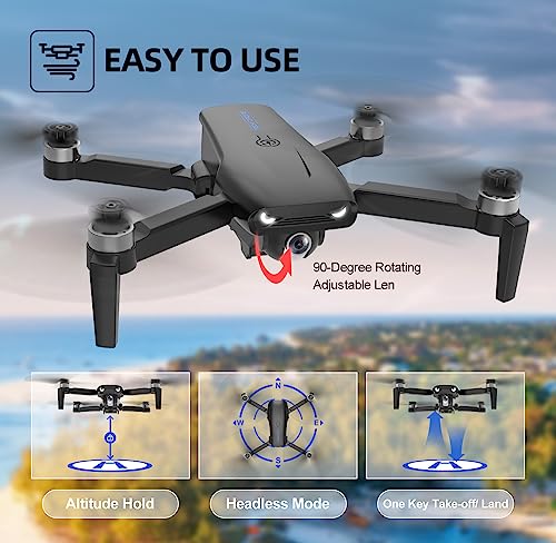 LMRC-12 Drone with 1080p UHD Camera for Adults Beginner, Foldable 2.4GHz FPV Drone, Less than 249g, RC Quadcopter Toys Gifts with Brushless Motor, Altitude Hold, Follow Me, 2 Batteries, Black