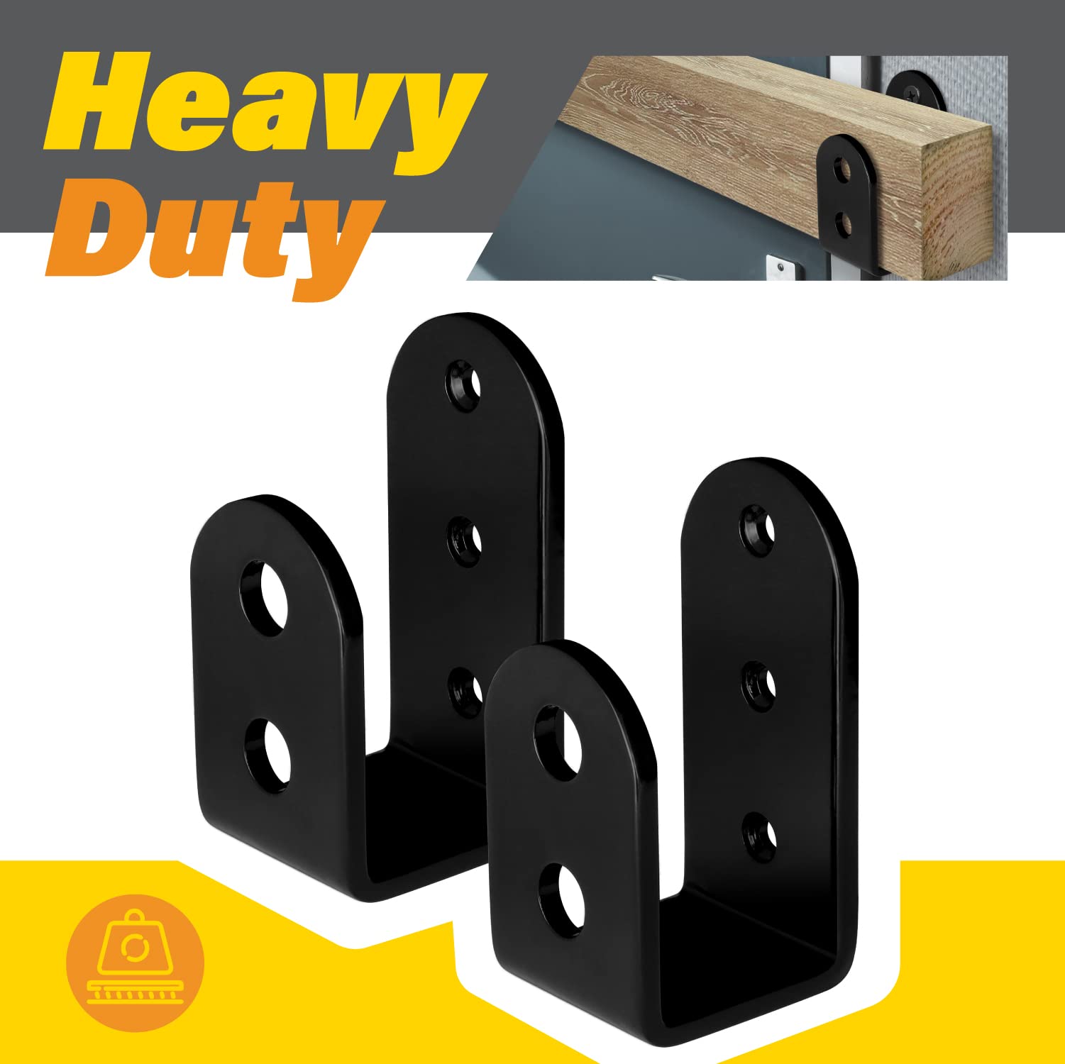 CABASAA 2x4 Door Barricade Brackets, Heavy Duty Open Bar Security Holder Bracket, Security Bar Door Stopper Fits 2x4 Boards Lumber, Door Jammer and Tool Hanger for Your Home (2 PCS)