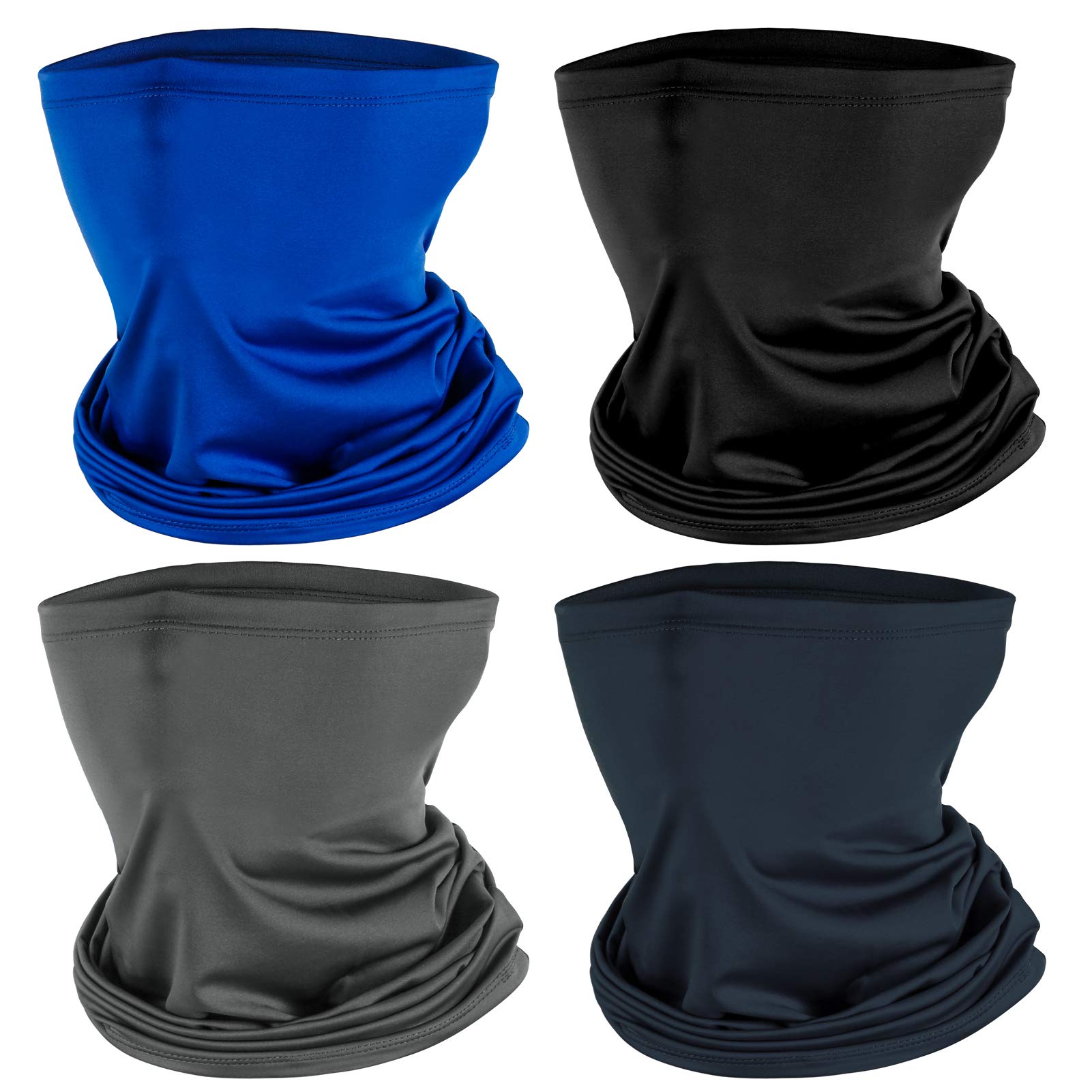 COOLZU 4 Pack Neck Gaiter Face Mask : Balaclava Mask & Bandana Headband for Men Women (Blue&black&gray&dark Blue)