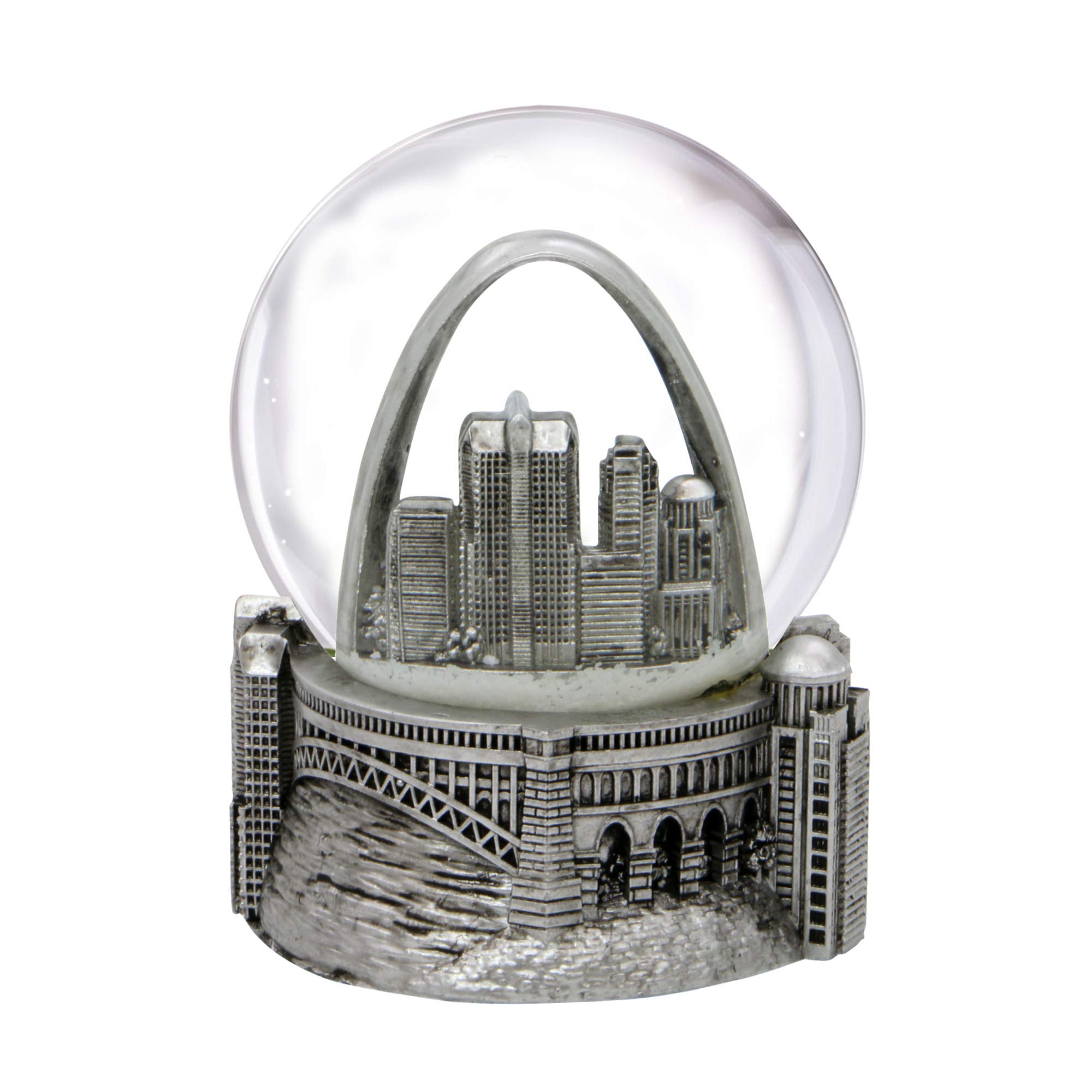 Silver Pewter St. Louis Snow Globe, Missouri Snowglobe 65mm Souvenir and Wedding Gift Home Decor