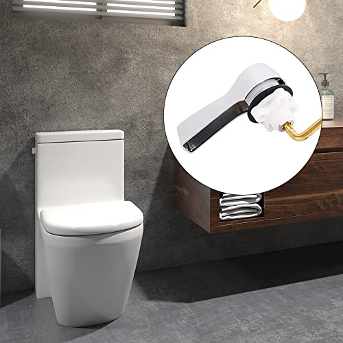 Hibbent Universal Front Mount Toilet Handle Tank Flush Lever Replacement Handle with Stainless Steel Flapper Chains for Most Front Mount Toilets- Chrome Finish Toilet Handle