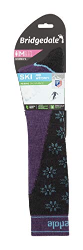 Bridgedale Women's Midweight Plus Ski Merino Endurance Socks, Large, Dark Purple