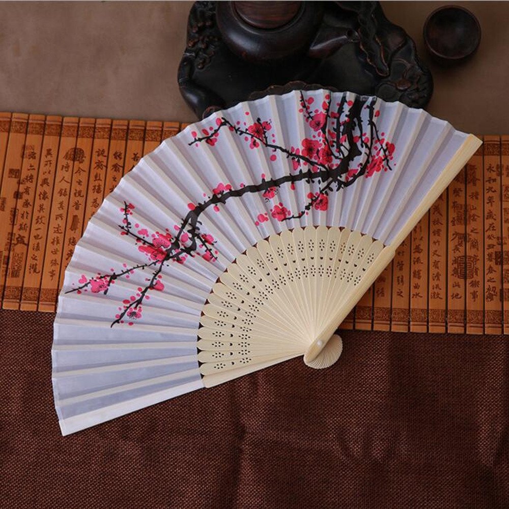 bvgfsahne Fan Bag Hand Fan Pocket Dance Vintage Chinese Flower Gifts Party Held Folding Tools & Home Improvement Valentines