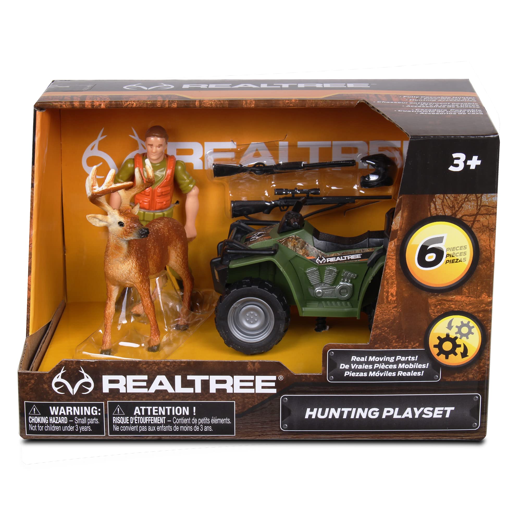 NKOK Realtree 1:18 Free-Wheel Playset 6pc ATV Hunter & Buck, Allows Children to Pretend Play and Use Their Imagination, for Ages 3 and up