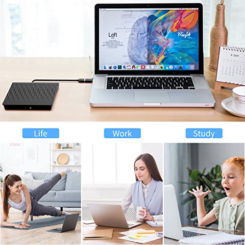LPUNCD External CD/DVD Drive for Laptop USB 3.0 & Type-C,External CD DVD Burner CD/DVD+/-RW Rewriter for Laptop, Desktop, iMac, MacBook, Compatible with Windows 11/10/XP/8/7/Vista/Linux/MacOS, Black